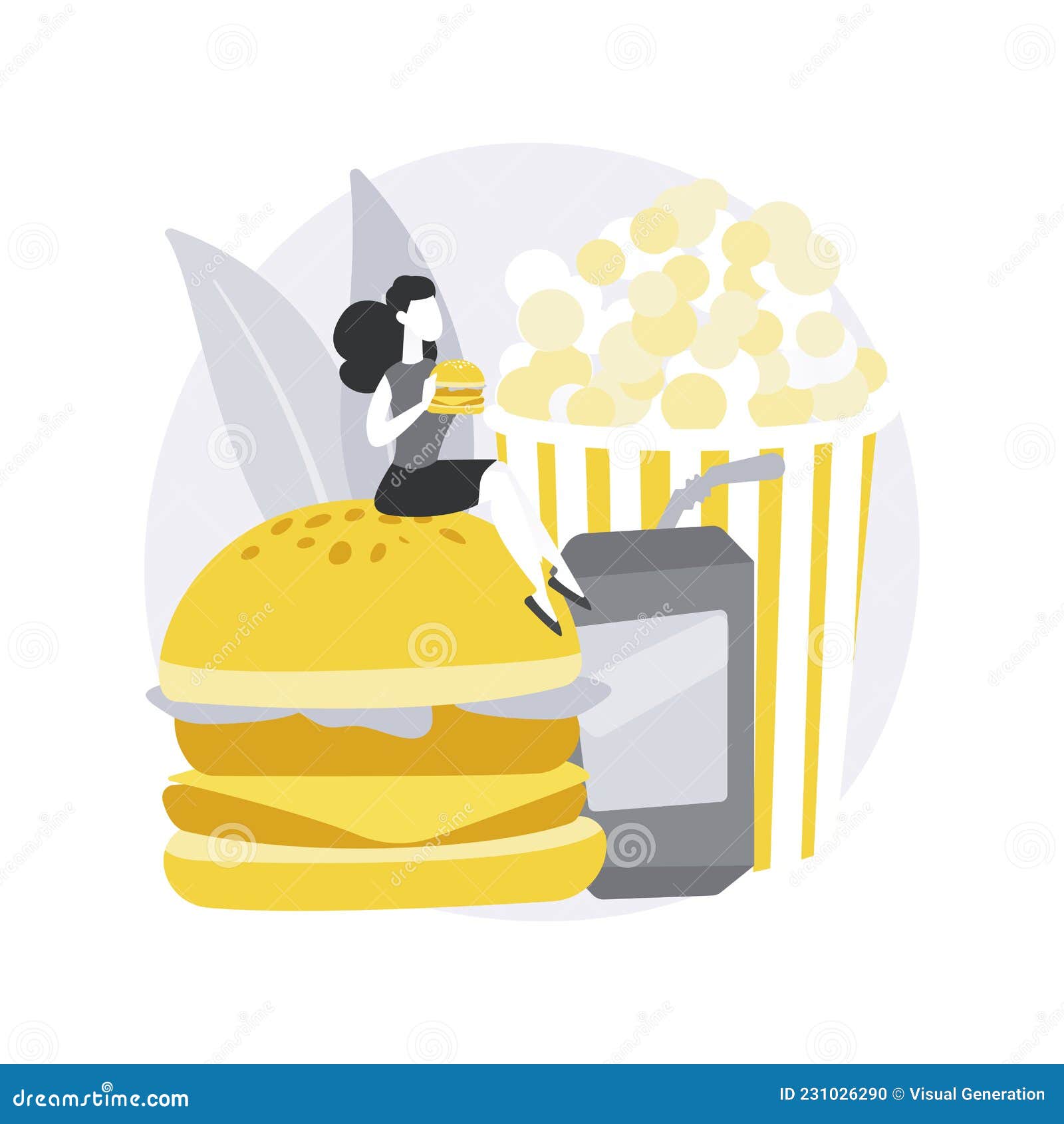 Mindless Eating Concept Icon. Unhealthy Nutrition, Overeating Idea Thin ...