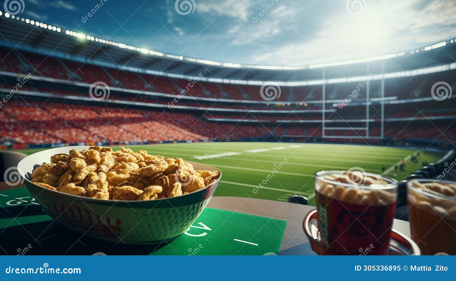 Snacks and Beer in the Stadium Stands Stock Image - Image of fastfood ...