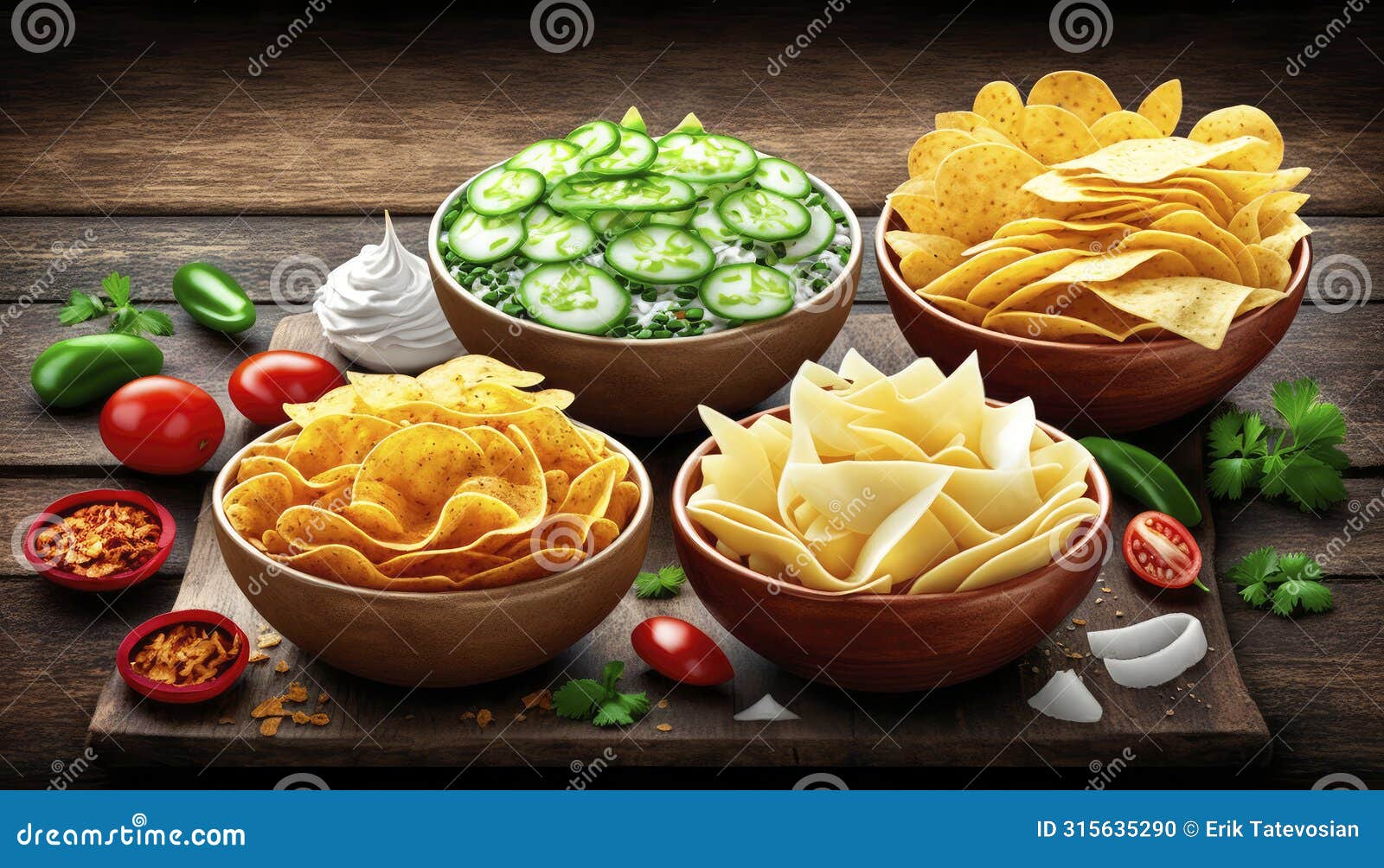 Snacks and Chips with Different Flavors. Stock Photo - Image of salty ...
