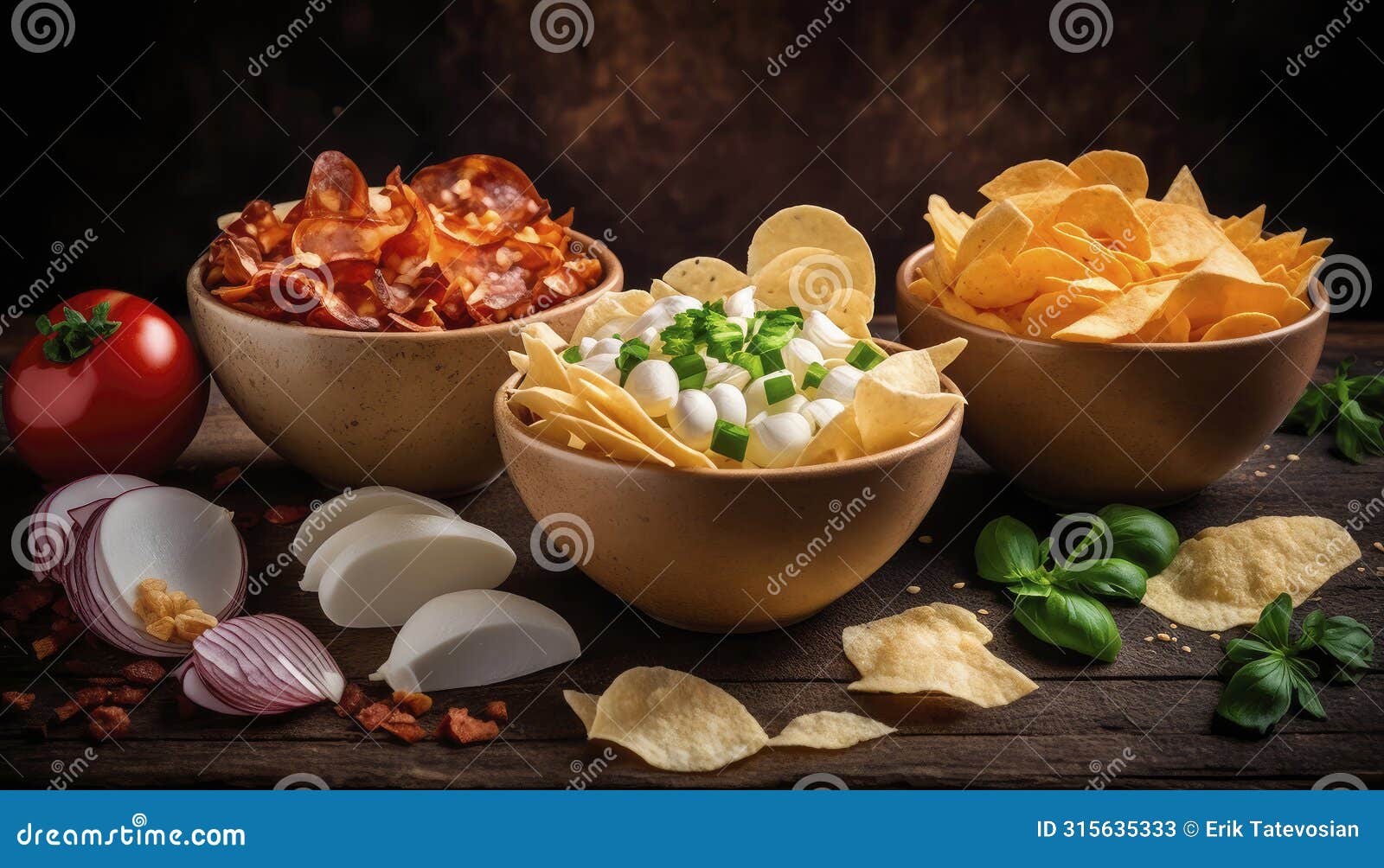 Snacks and Chips with Different Flavors. Stock Image - Image of party ...