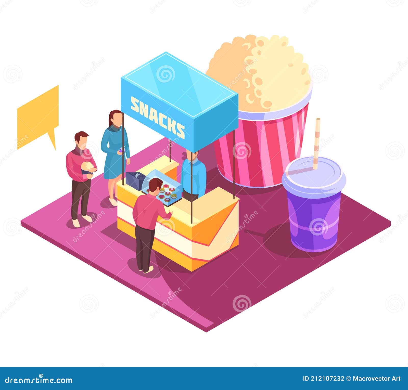 Snacks Cinema Isometric Composition Stock Vector - Illustration of ...