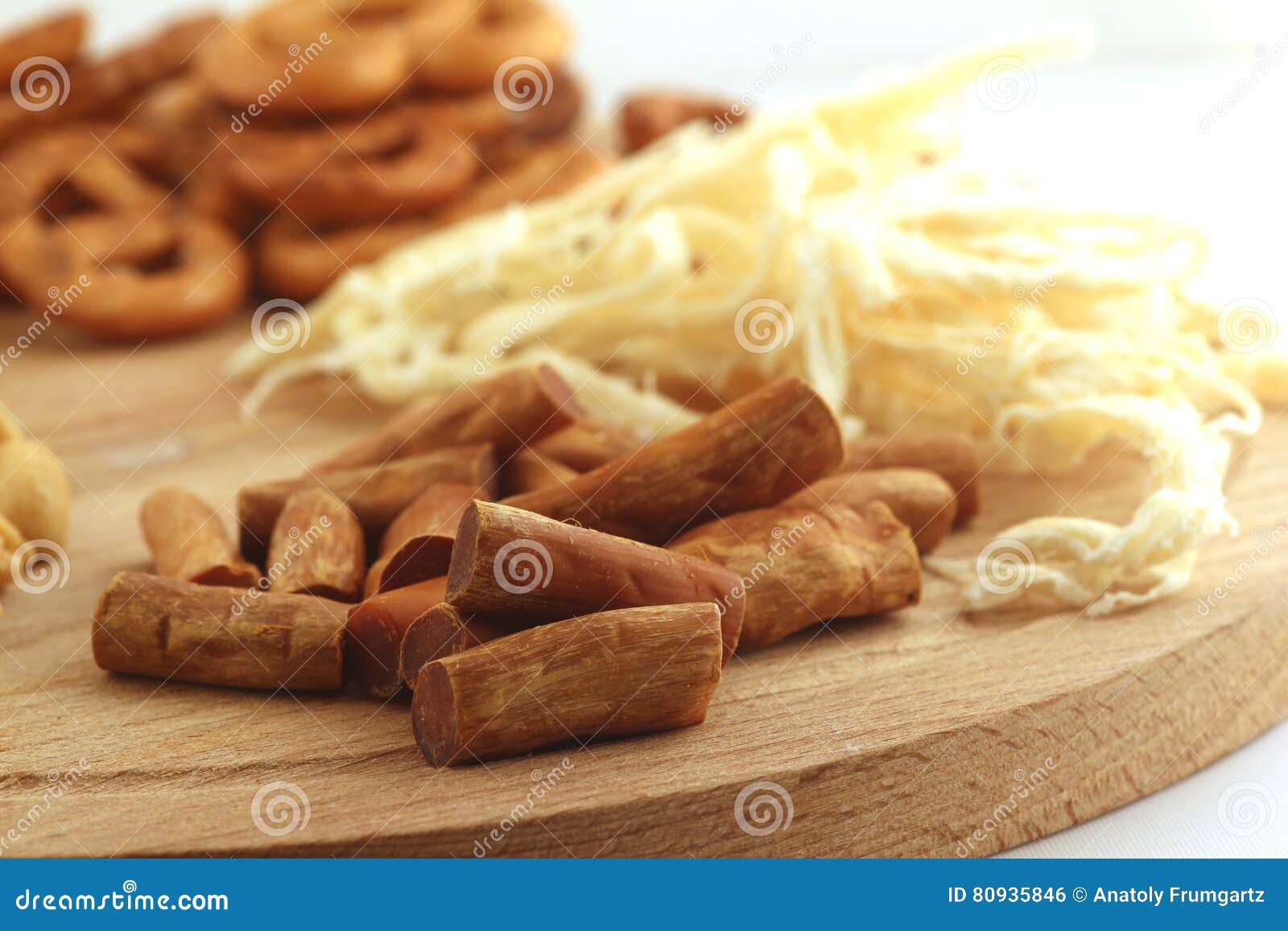 Snacks on cutting desk stock photo. Image of calamary - 80935846