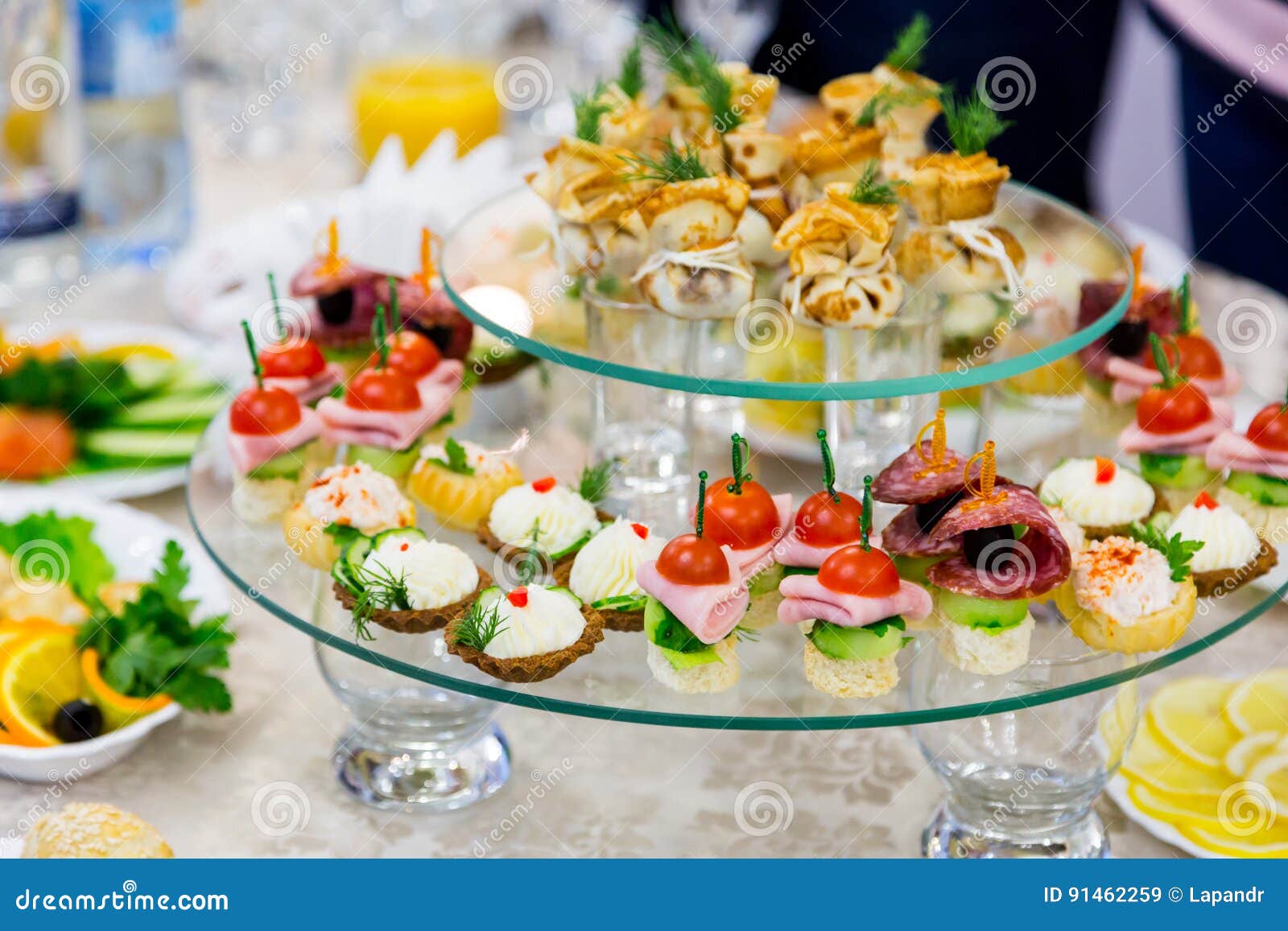 Snacks and Delicacies at the Banquet or the Reception. a Gala Reception ...