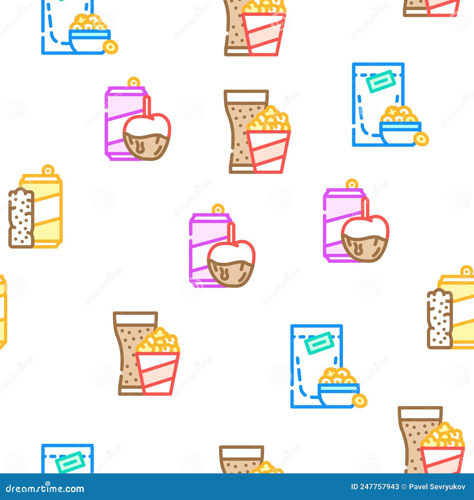 Snacks Food and Drink Vector Seamless Pattern Stock Vector ...