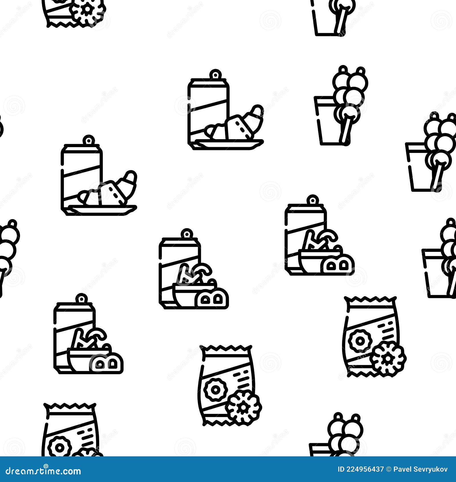 Snacks Food and Drink Vector Seamless Pattern Stock Vector ...