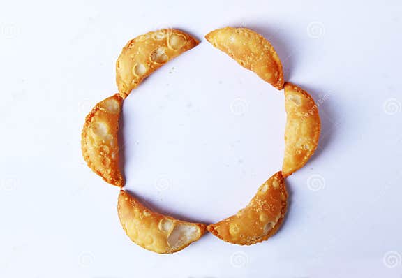 Snacks Frame Template Golden Isolated Background Stock Photo - Image of ...