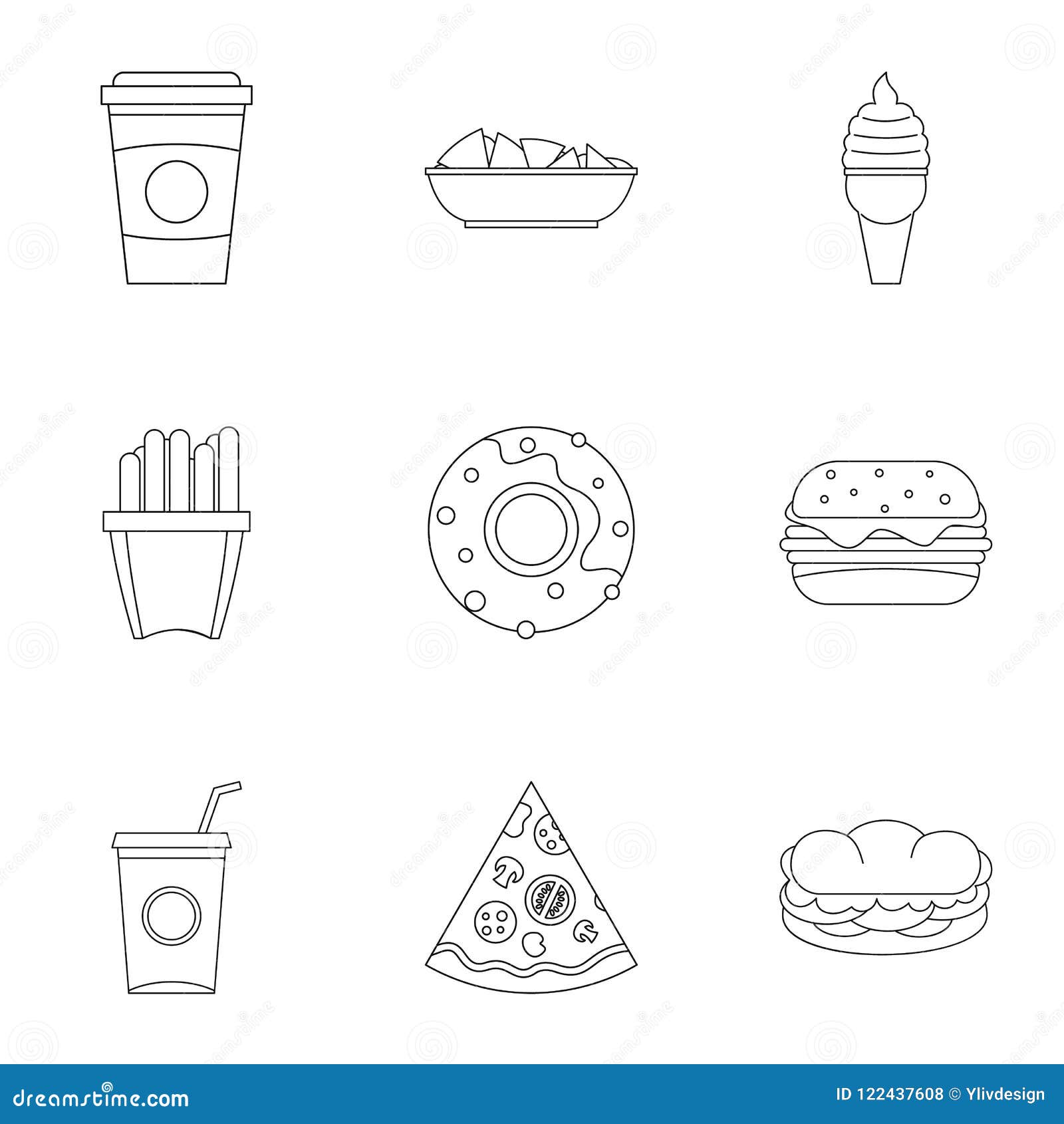 Snacks Icon Set, Outline Style Stock Vector - Illustration of chinese ... Snacks Icon Set, Outline Style Stock Vector - Illustration of chinese ...