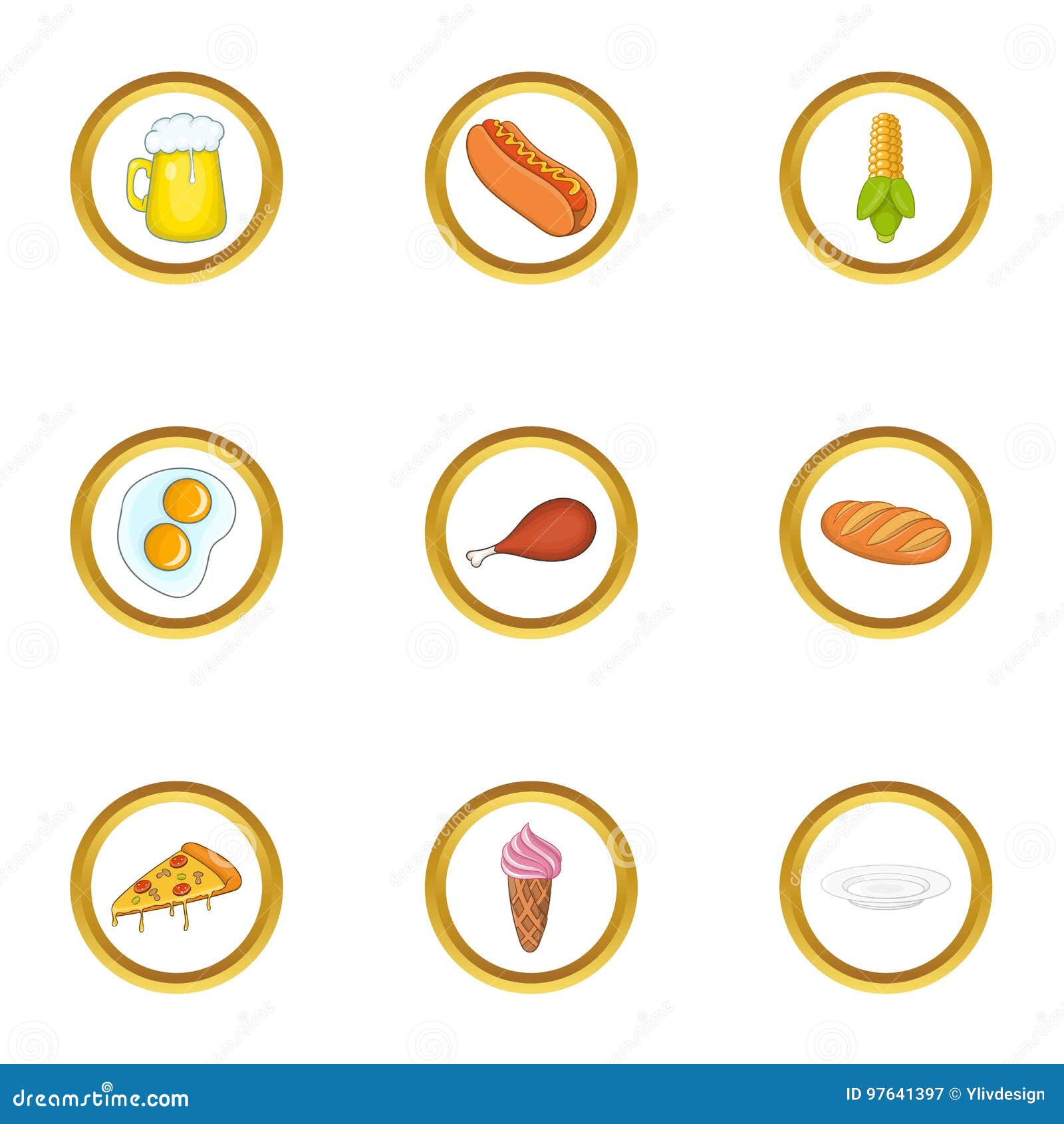 Snacks Icons Set, Cartoon Style Stock Vector - Illustration of isolated ...