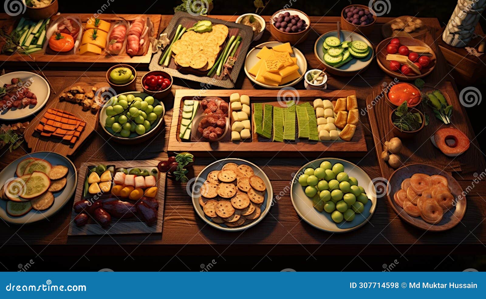 Snacks Set Table Boards Plates Fruit Display Stock Photo - Image of ...