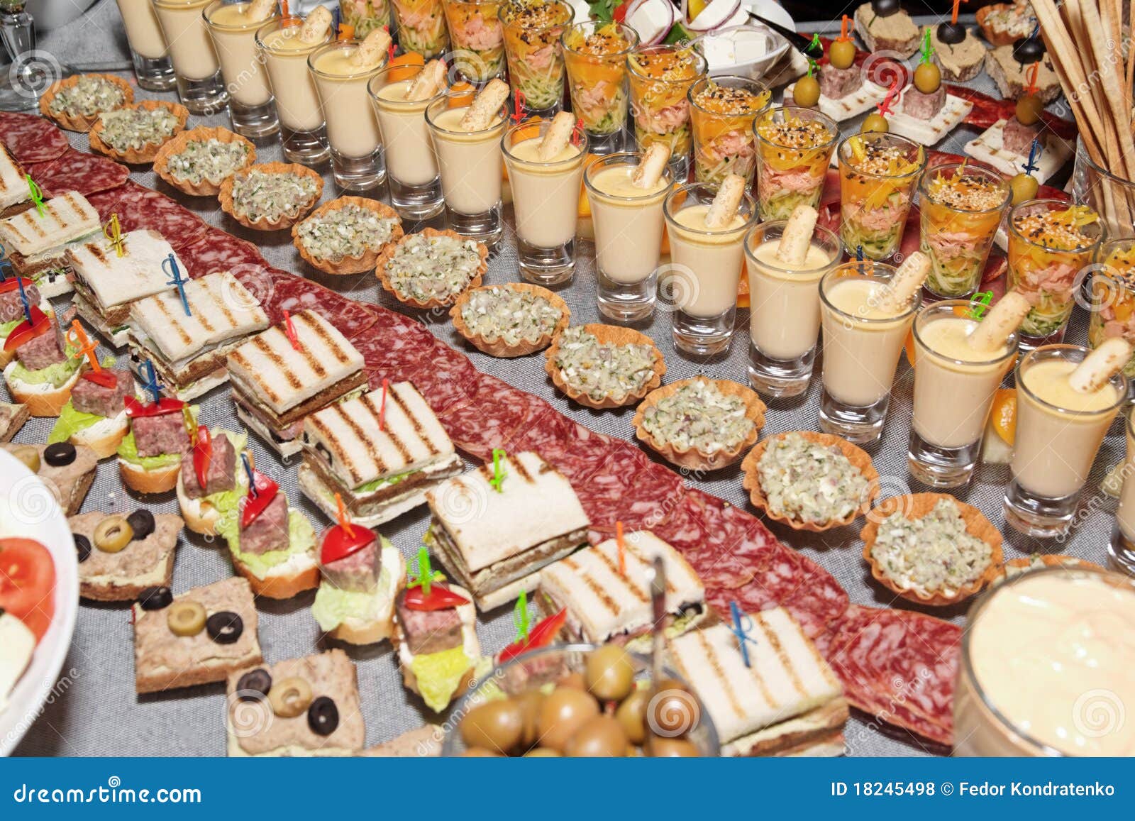 Snacks and Sweets on Banquet Table Stock Photo - Image of fine, table ...