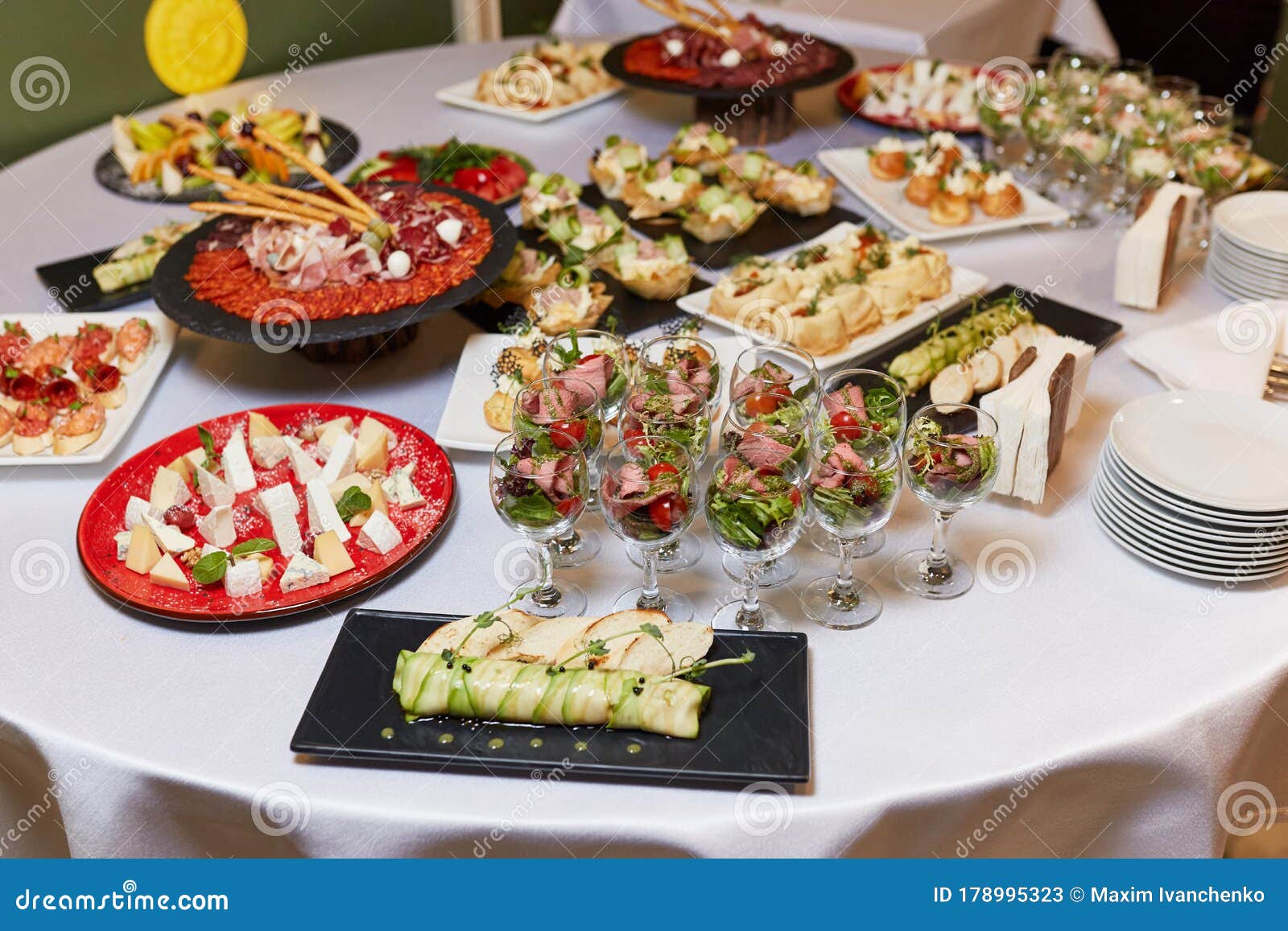 Snacks on the table stock image. Image of meat, salad - 178995323