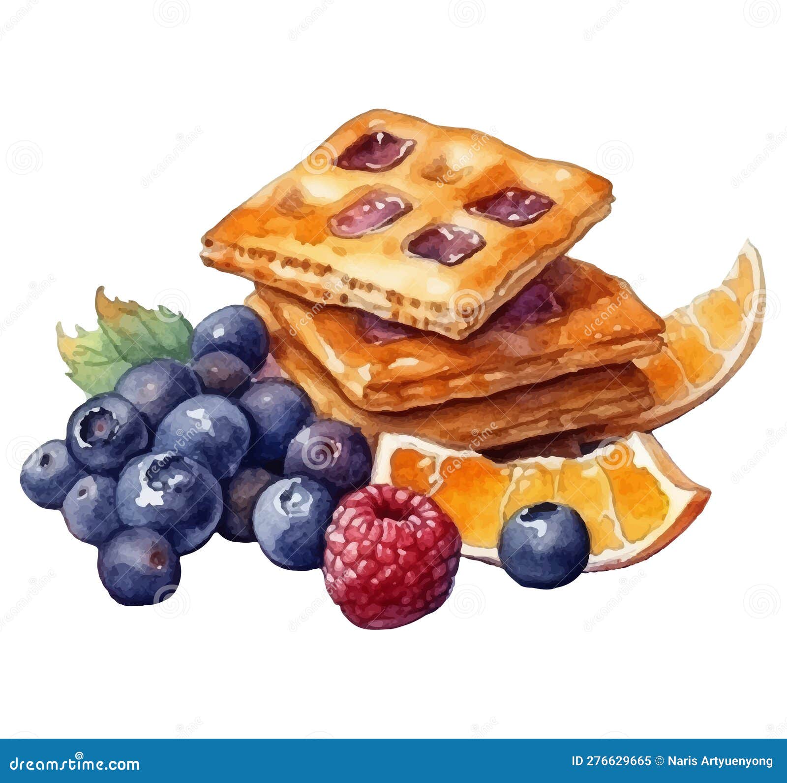 Snacks in Watercolor Style Illustration Stock Vector - Illustration of ...