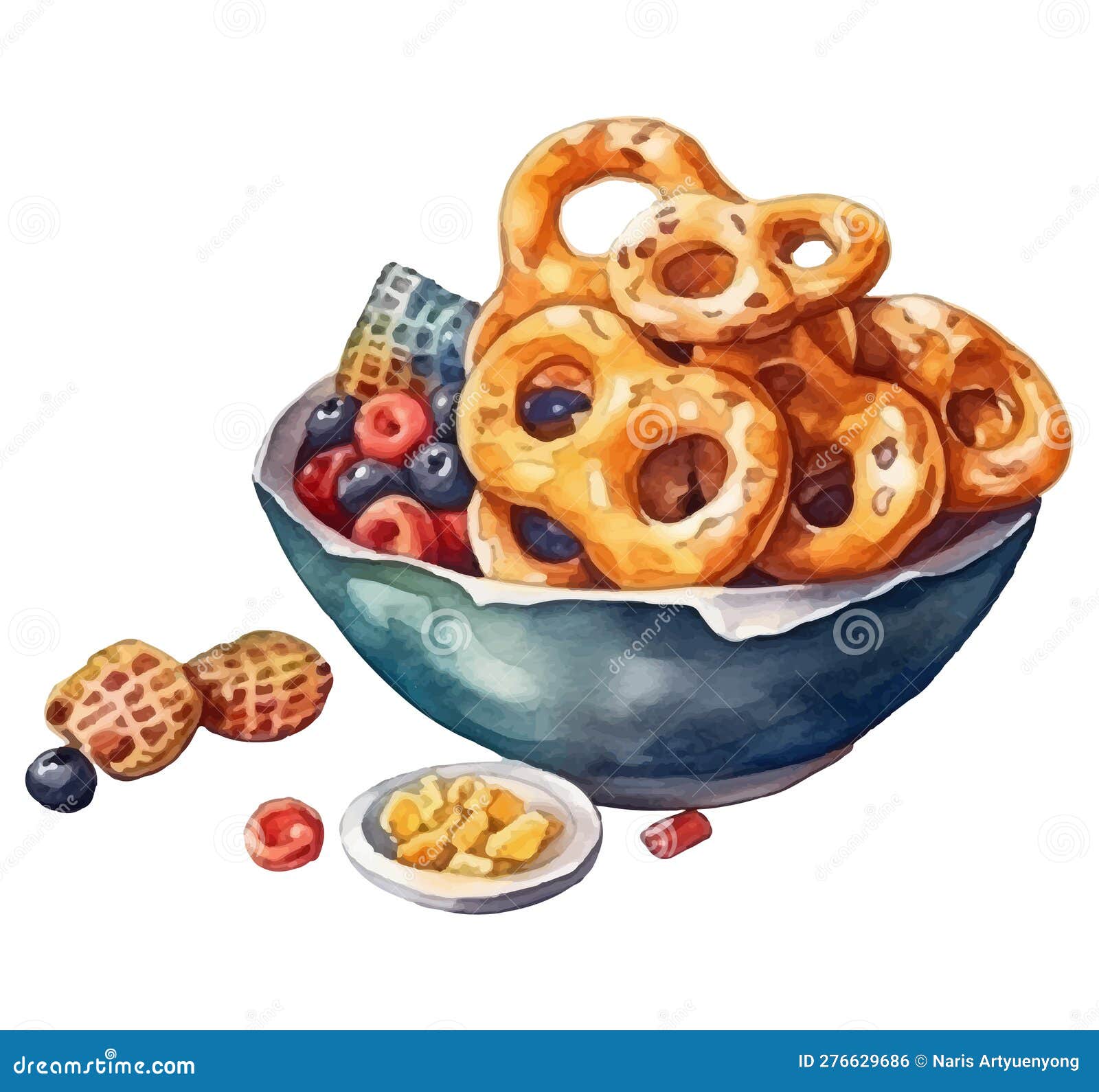 Snacks in Watercolor Style Illustration Stock Vector - Illustration of ...