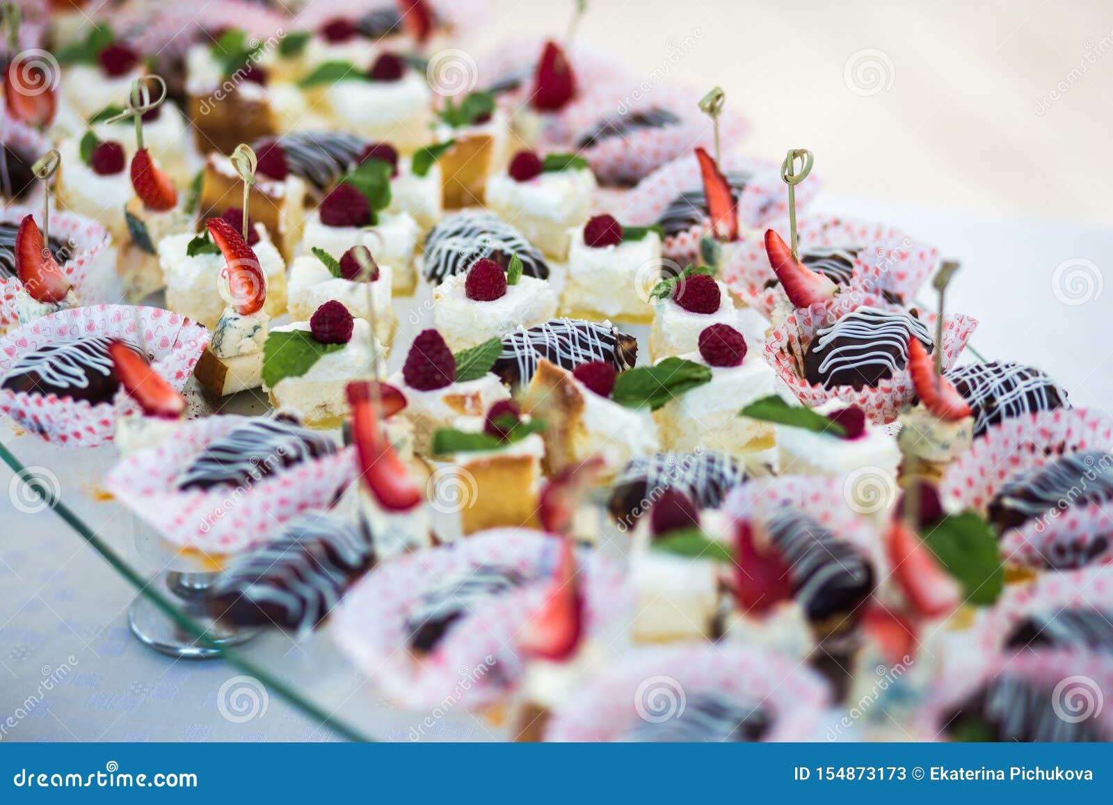 Snacks for a Wedding Party and Birthday. Festive Table of Canapes Stock ...