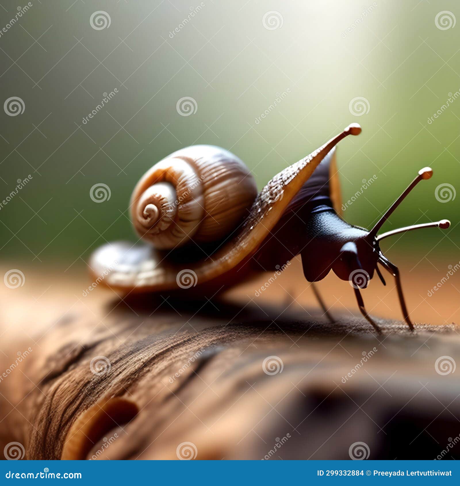 A Snail is Walking on a Log, Illustration by Generative AI Stock ...