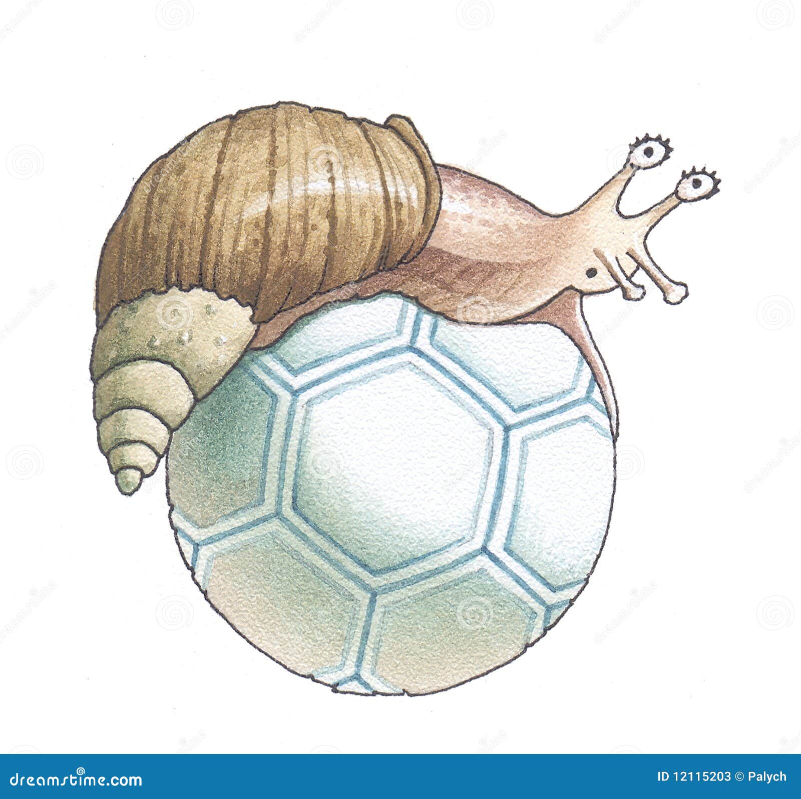 Snail on the ball stock illustration. Illustration of club - 12115203