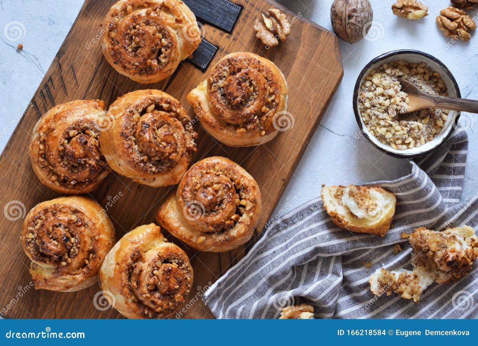 Snail Buns with Cinnamon and Nuts Stock Photo - Image of homemade ...