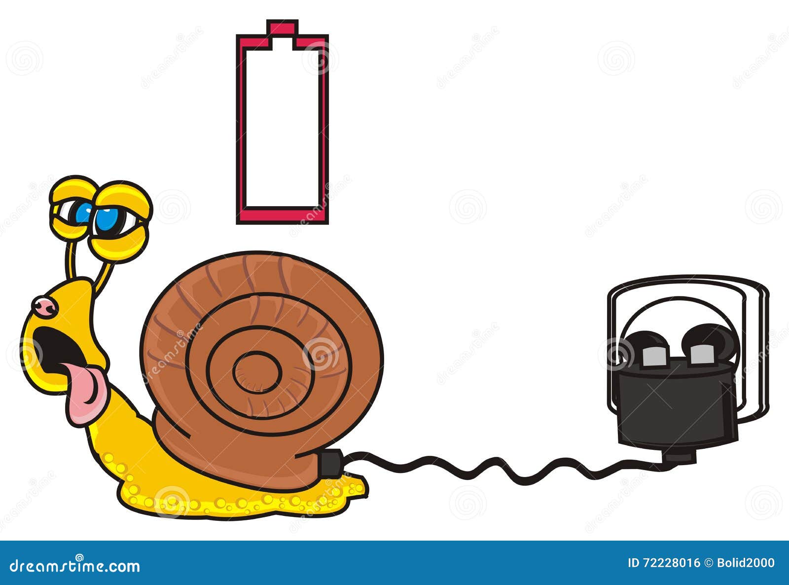 Snail charges its battery stock illustration. Illustration of garden ...