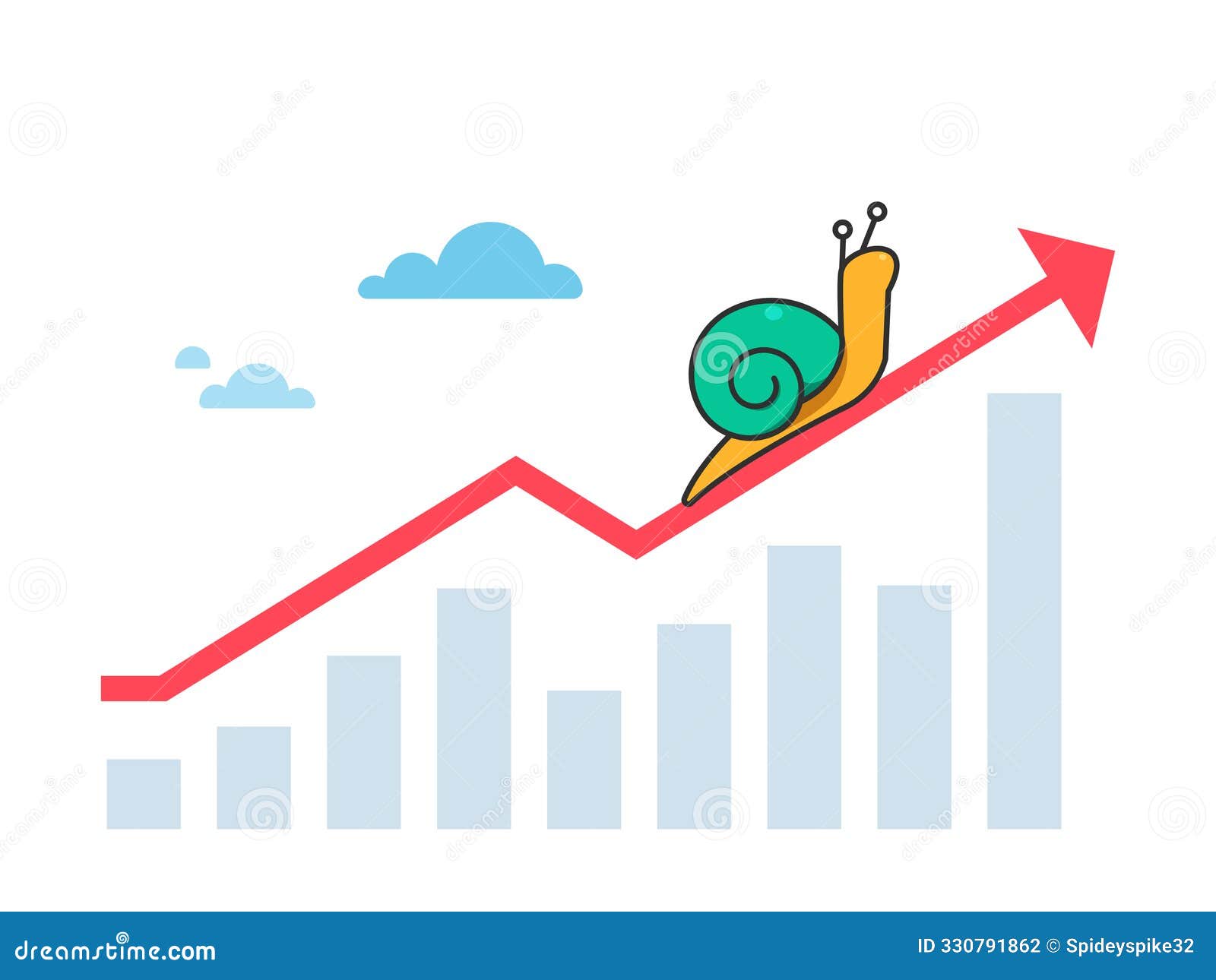 The Snail is Climbing a Rising Chart Stock Illustration - Illustration ...