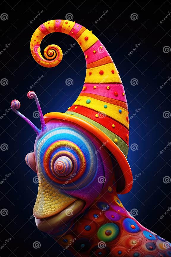 A Snail with a Colorful Hat on Its Head Stock Illustration ...