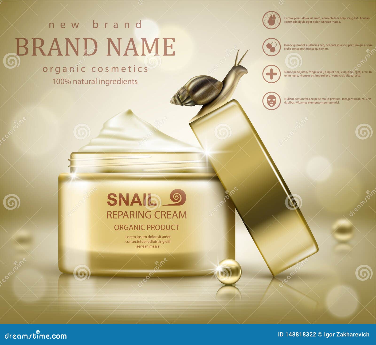 Snail Cosmetic Packaging Design. Stock Illustration - Illustration of ...