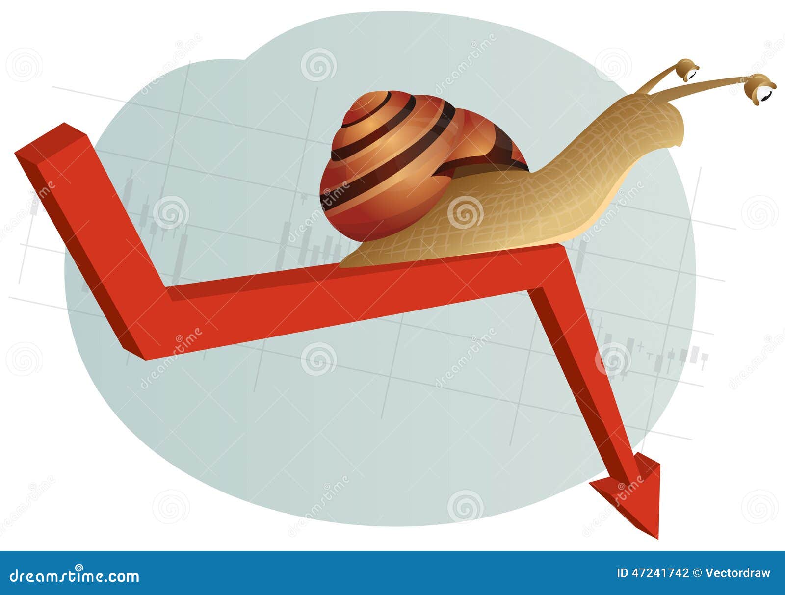 Snail is on a Declining Chart Stock Vector - Illustration of direction ...