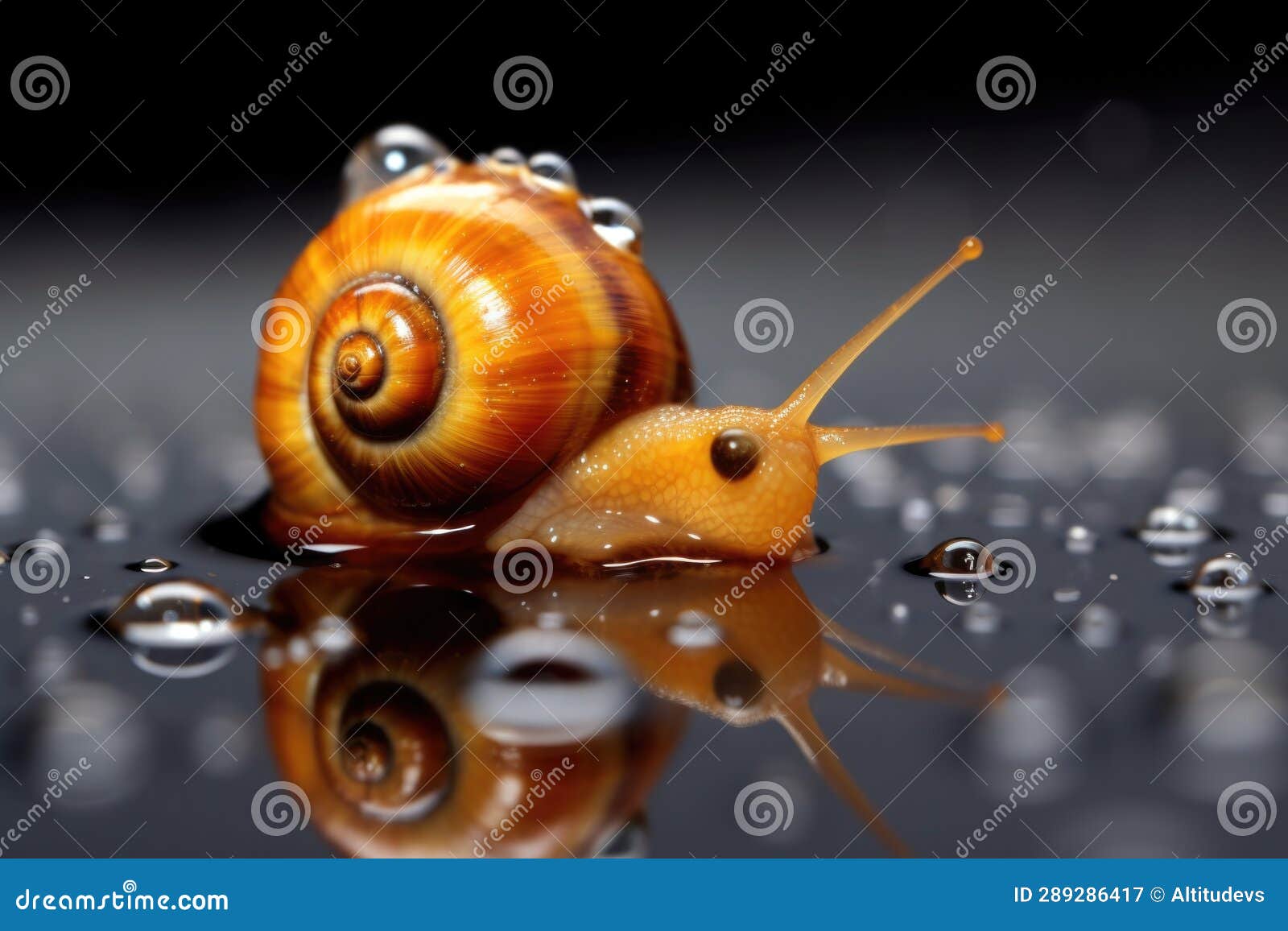 Snail with a Droplet of Water on Its Shell Stock Image - Image of slow ...