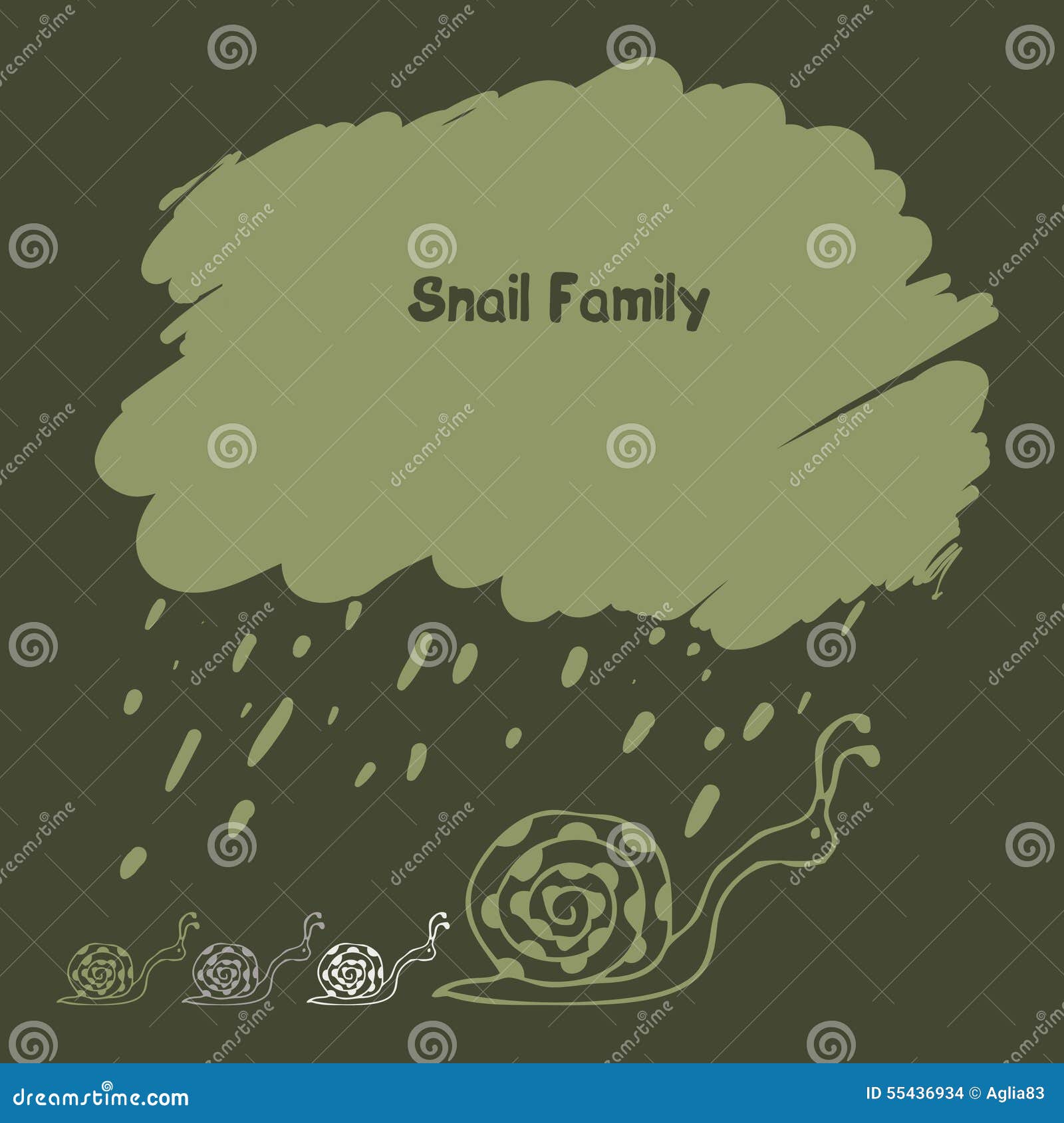 Snail Family Under Rainy Cloud Stock Vector - Illustration of card ...