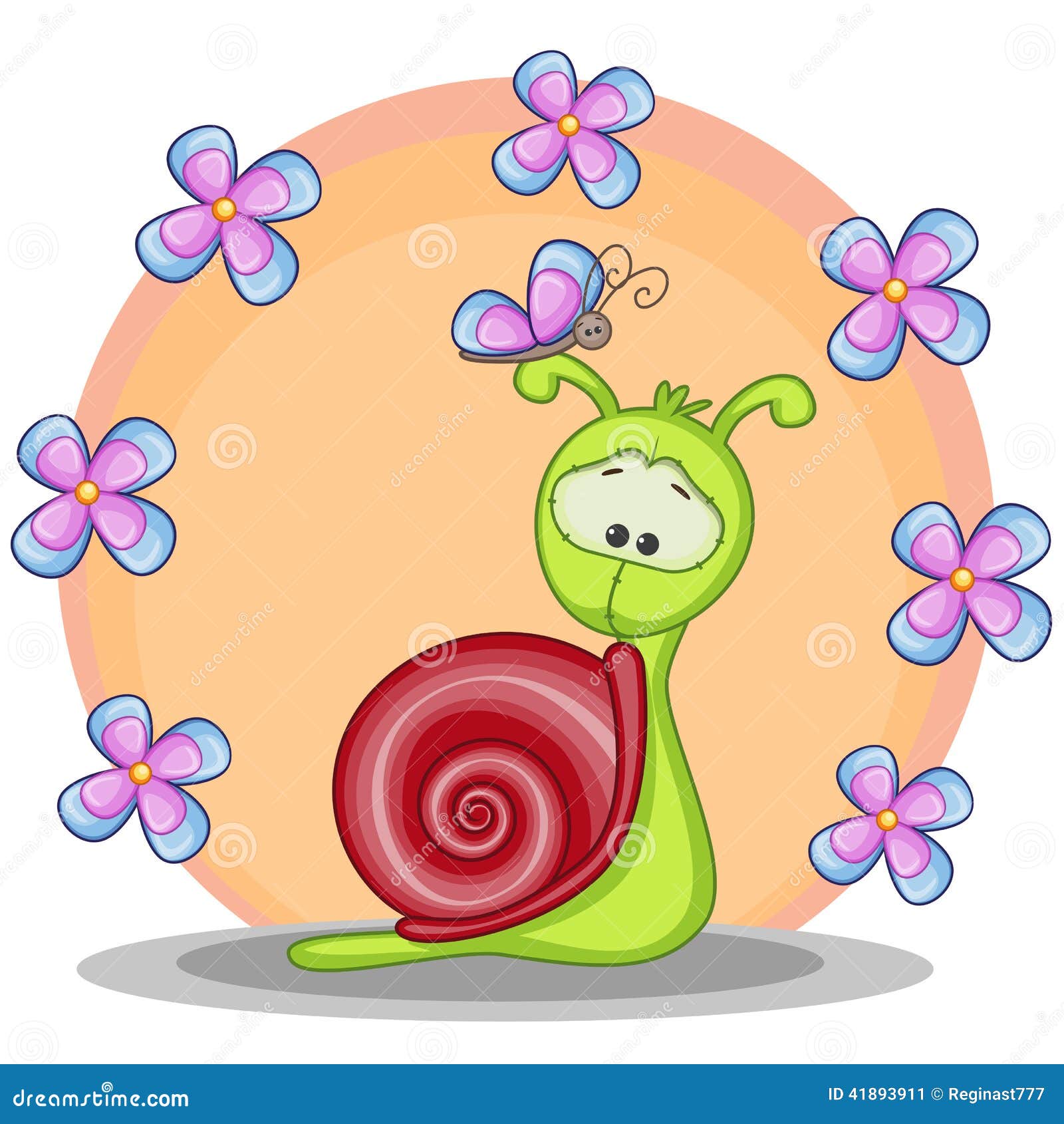 Snail with flowers stock vector. Illustration of multi - 41893911