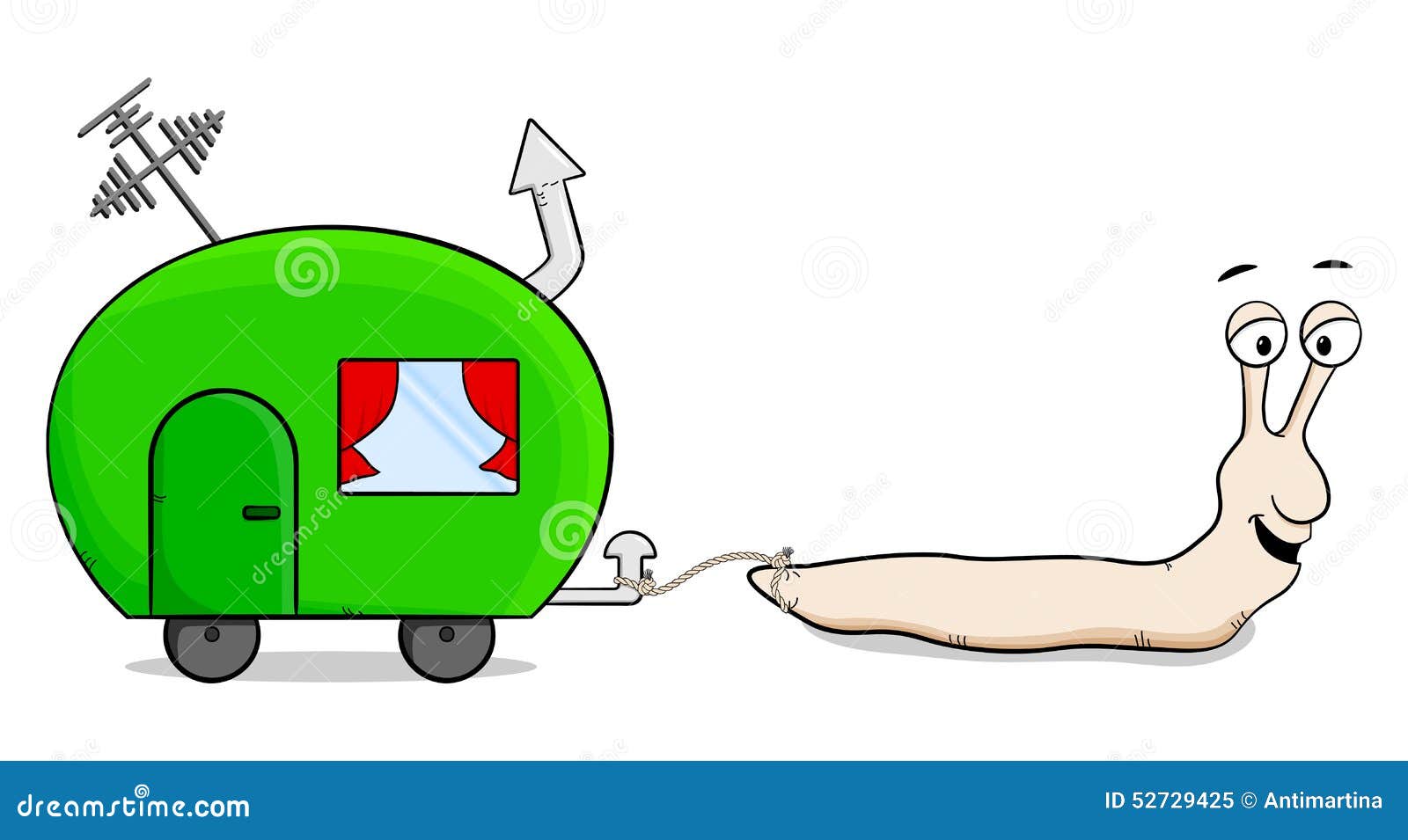 Snail goes caravaning stock vector. Illustration of cartoon - 52729425