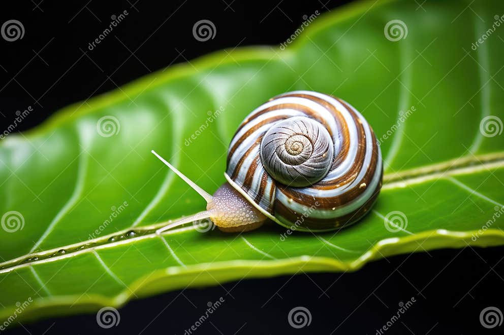 A Snail Gradually Moving Across a Leaf Stock Image - Image of leaf ...