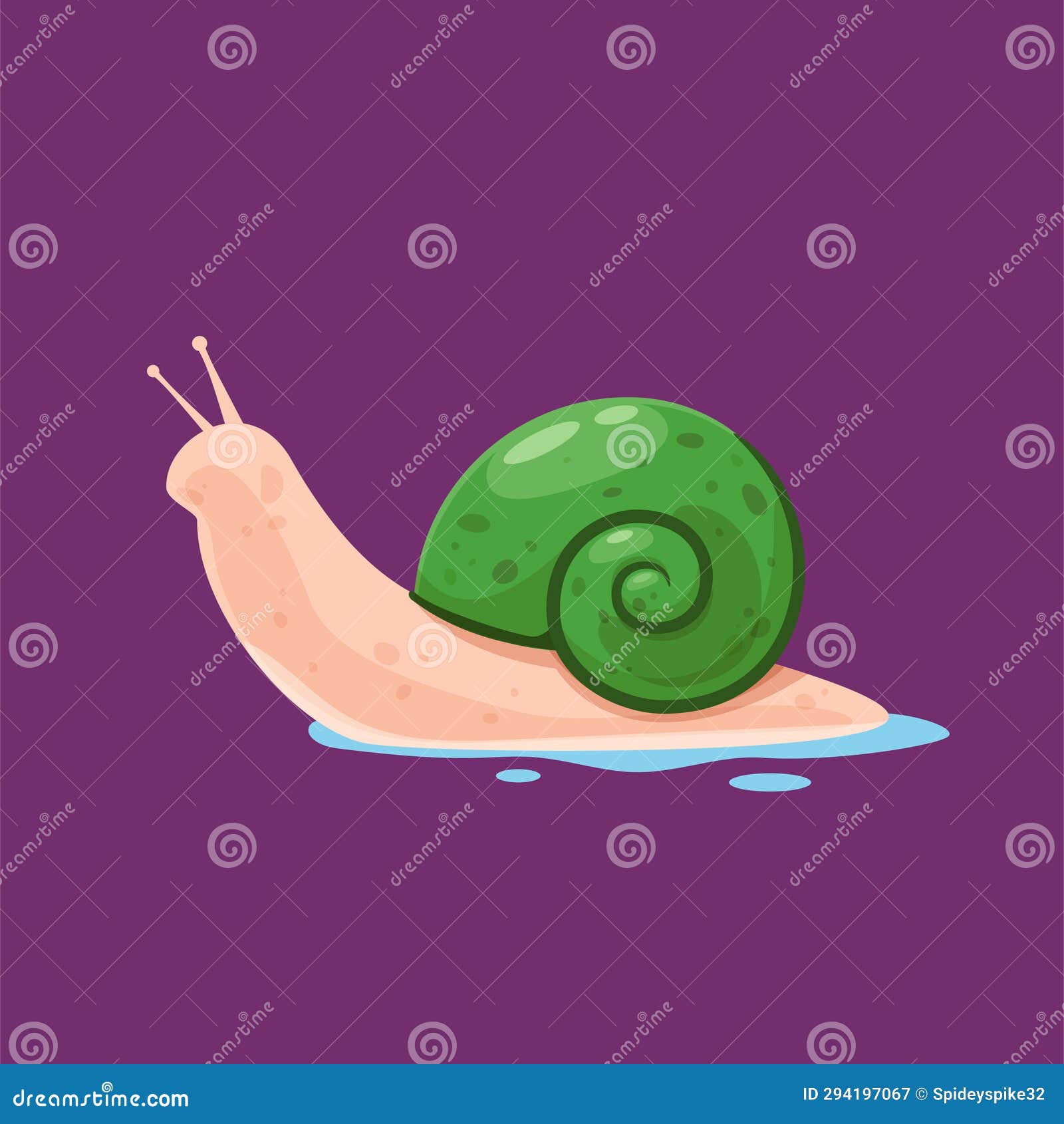 A Snail with Green Shell. Isolated Vector Illustration Stock Vector ...