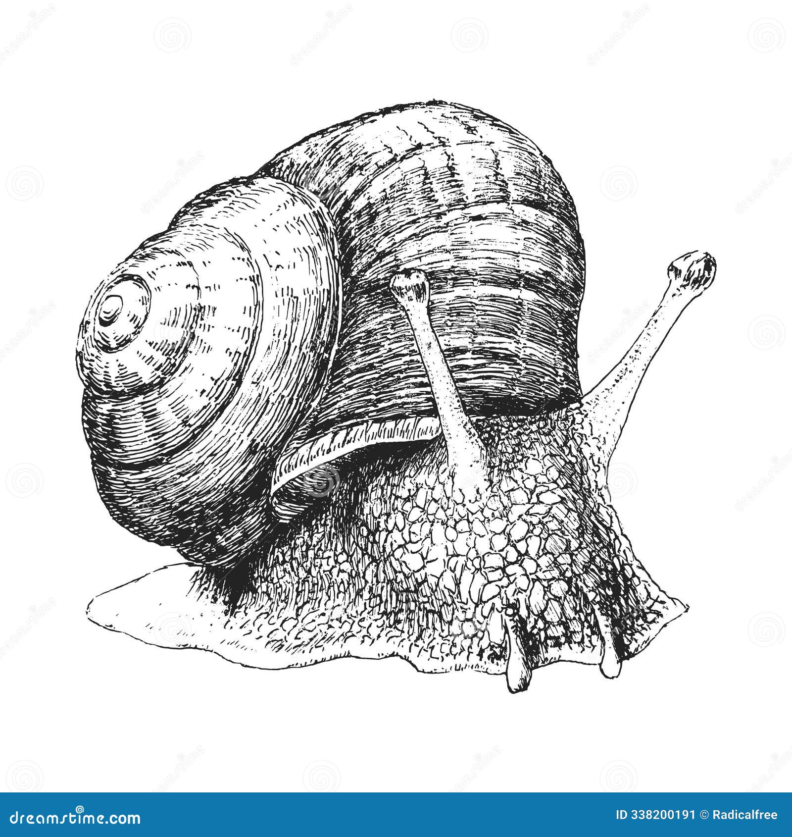 Snail, Hand Drawing in Vector, Engraving Style Stock Illustration ...