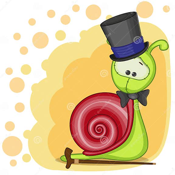 Snail in a hat stock vector. Illustration of drawing - 41893860