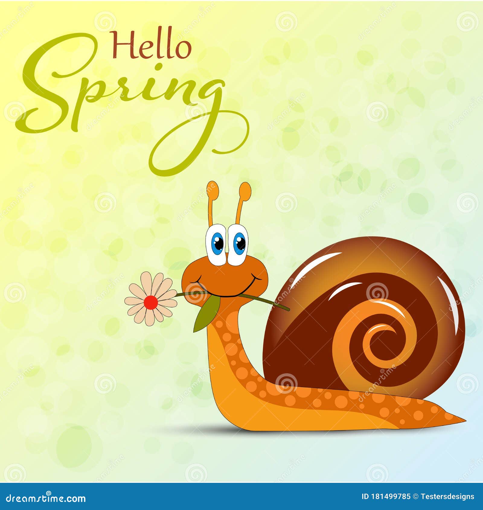 Snail Holding A Leaf. Vector Cute Illustration Isolated On White ...