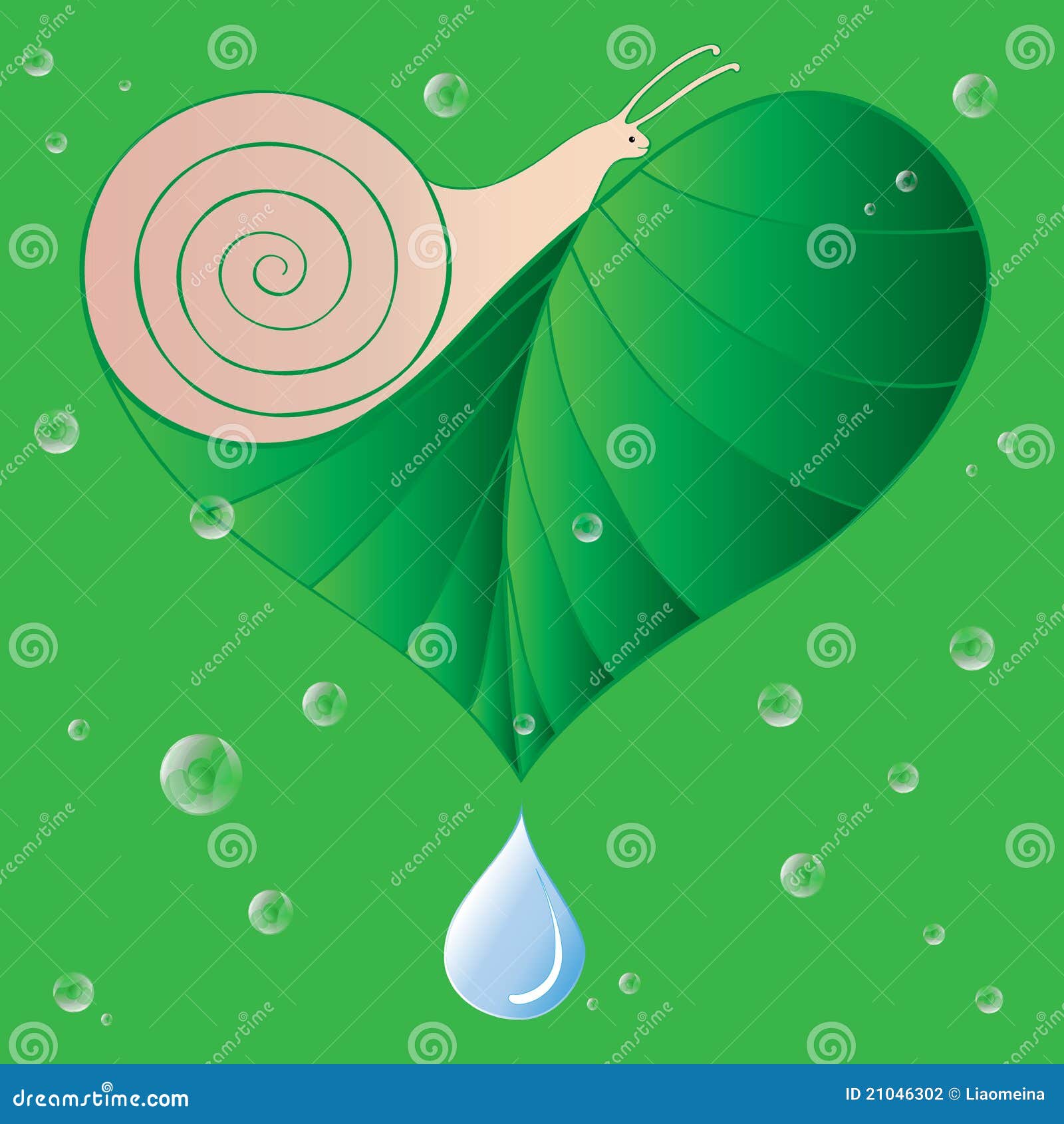 Snail on leaf stock vector. Illustration of snail, peaceful - 21046302