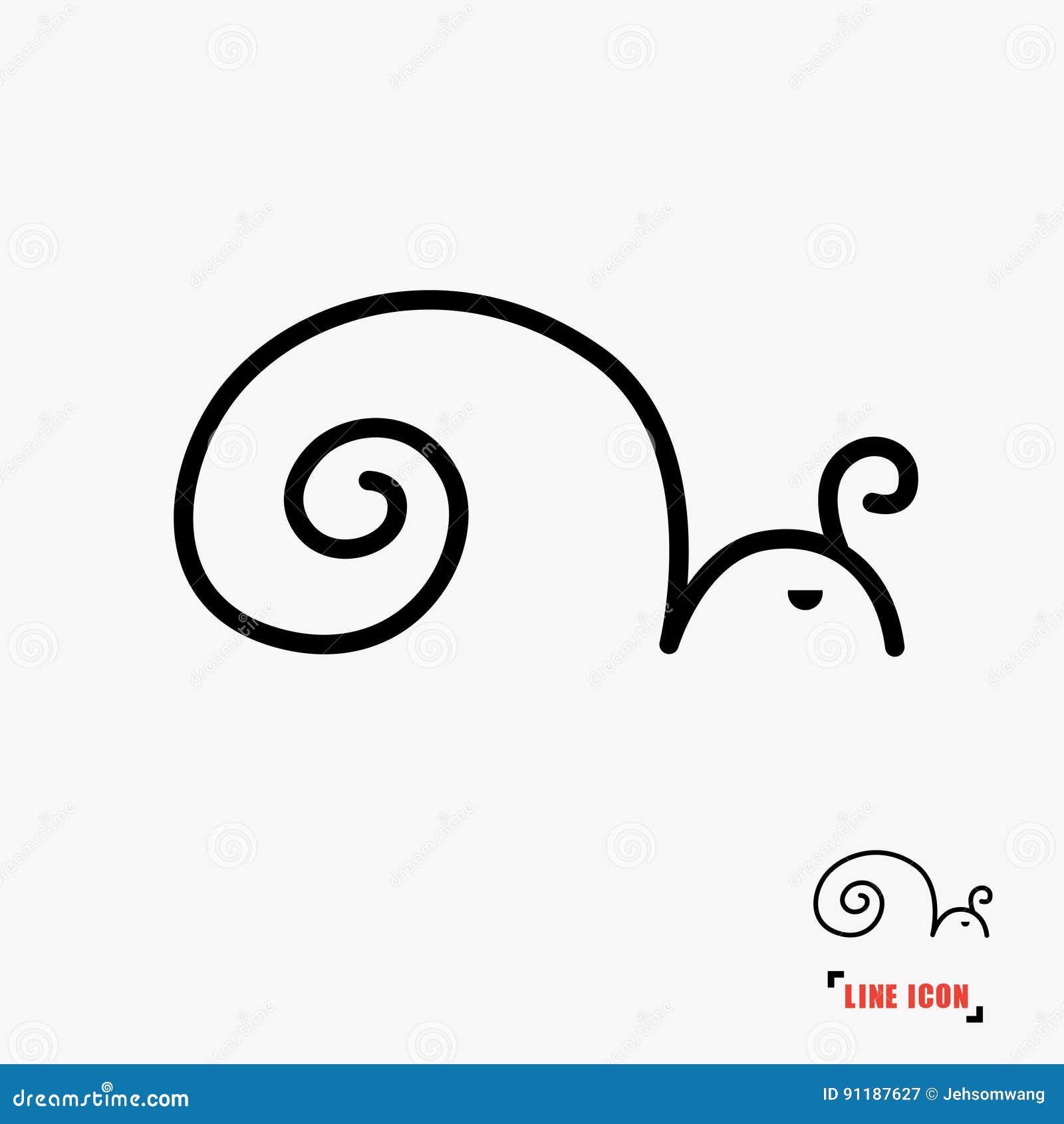 Snail Line Drawing On The White Background. Vector Royalty-Free Cartoon ...