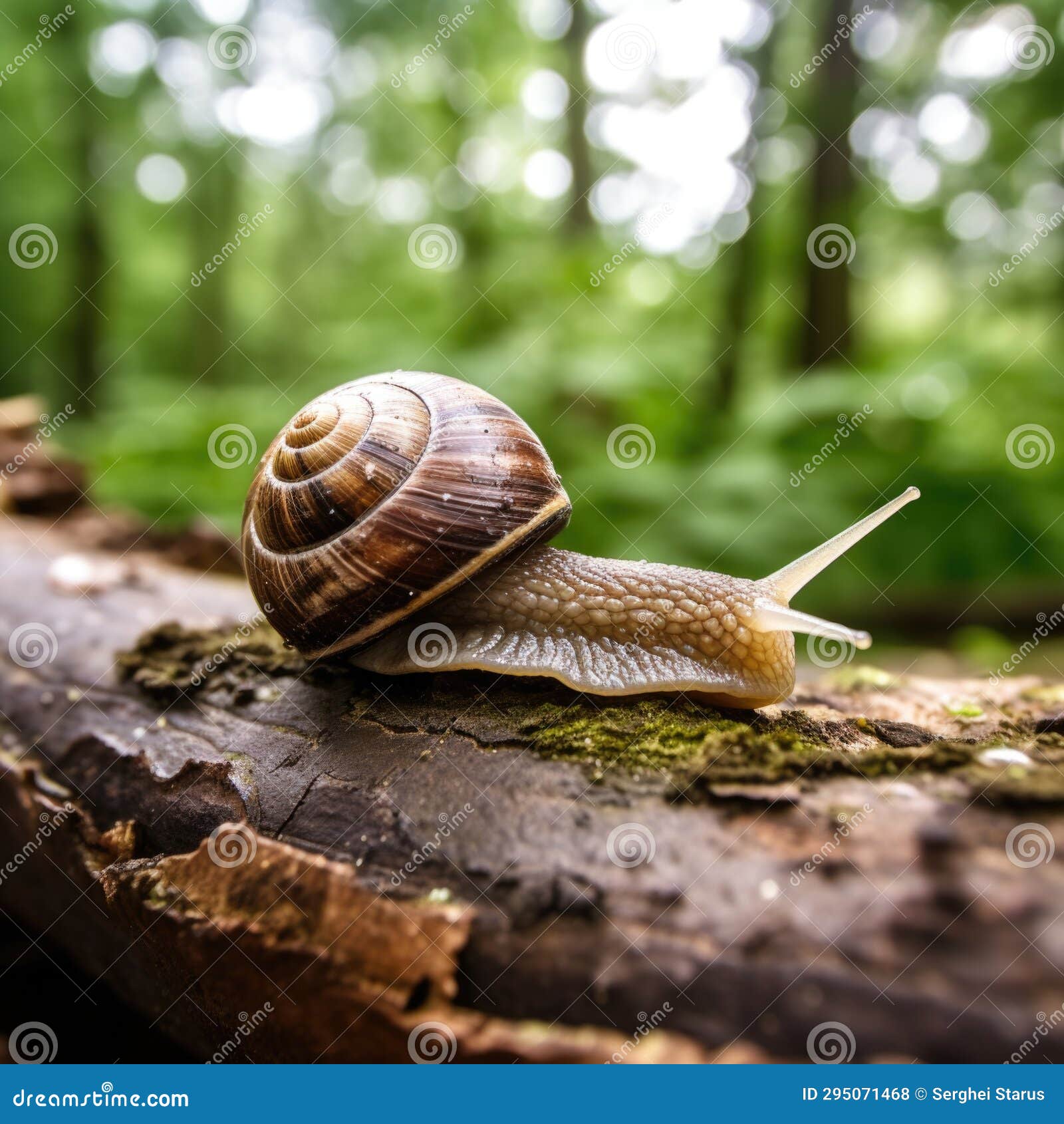 Snail on a Log in the Forest, AI Stock Photo - Image of slimy, forest ...