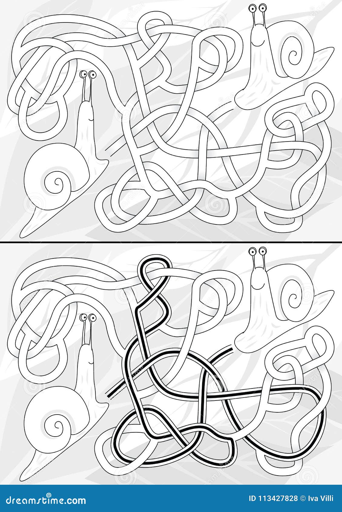 Snail maze stock vector. Illustration of cartoon, black - 113427828