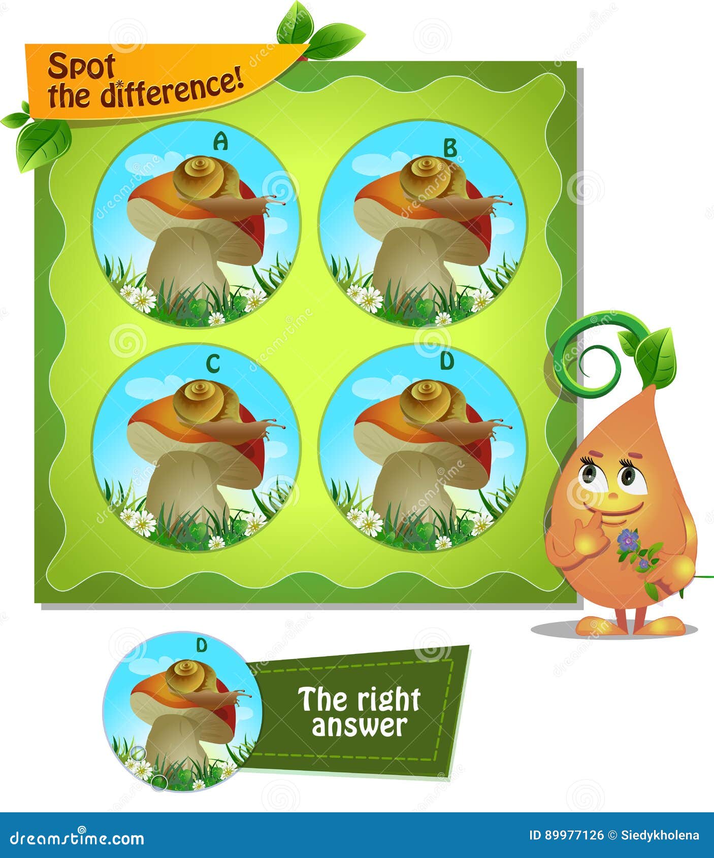 Snail mushroom difference stock illustration. Illustration of logic ...