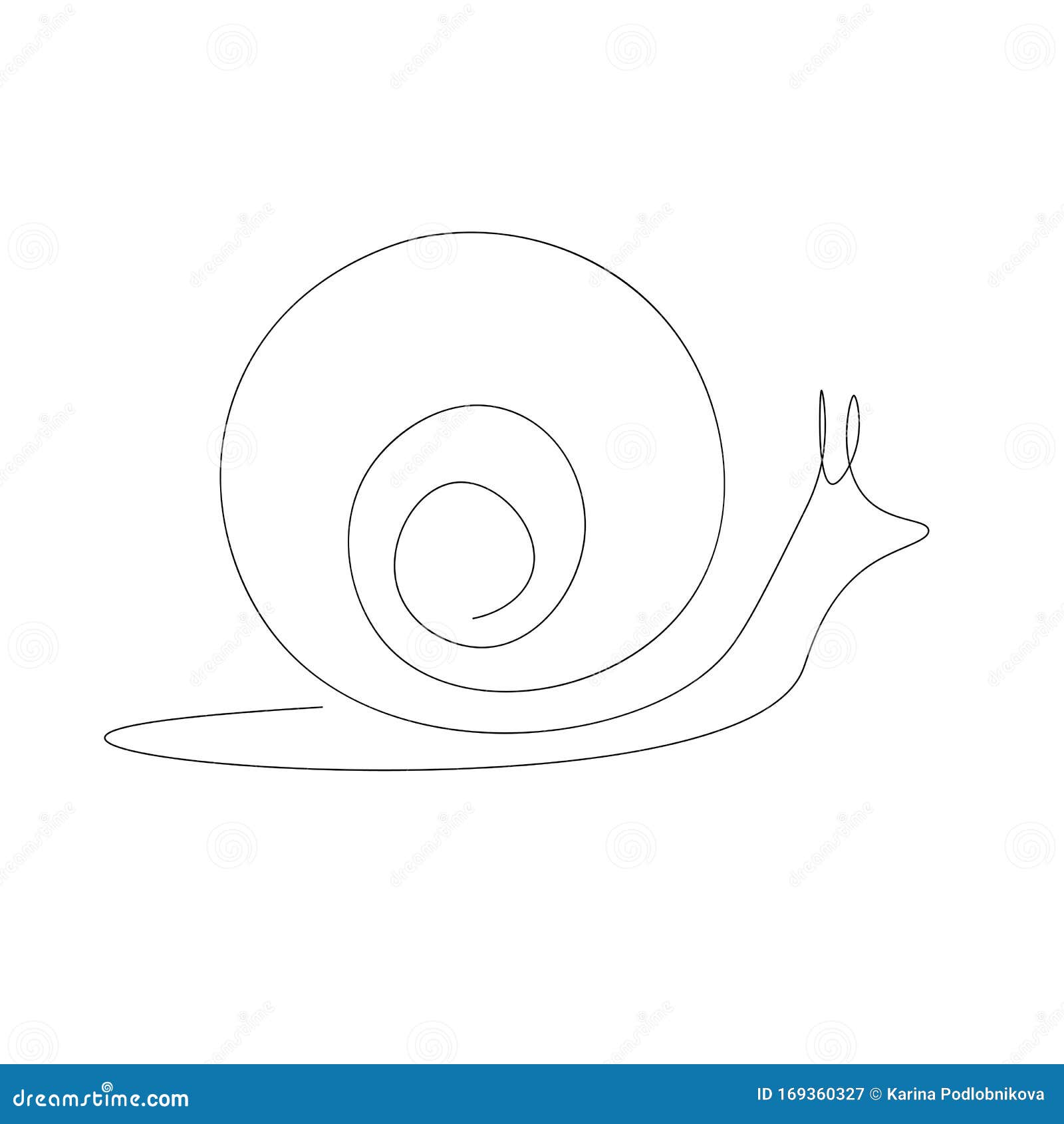 Snail One Line Drawing, Vector Illustration Stock Vector - Illustration ...