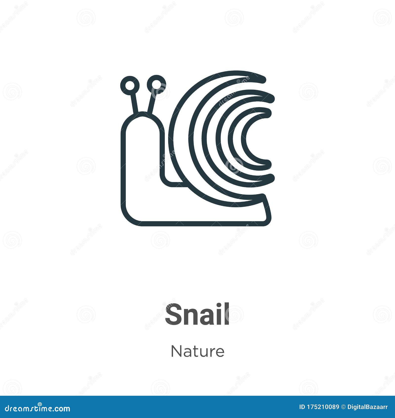 Snail Outline Vector Icon. Thin Line Black Snail Icon, Flat Vector ...