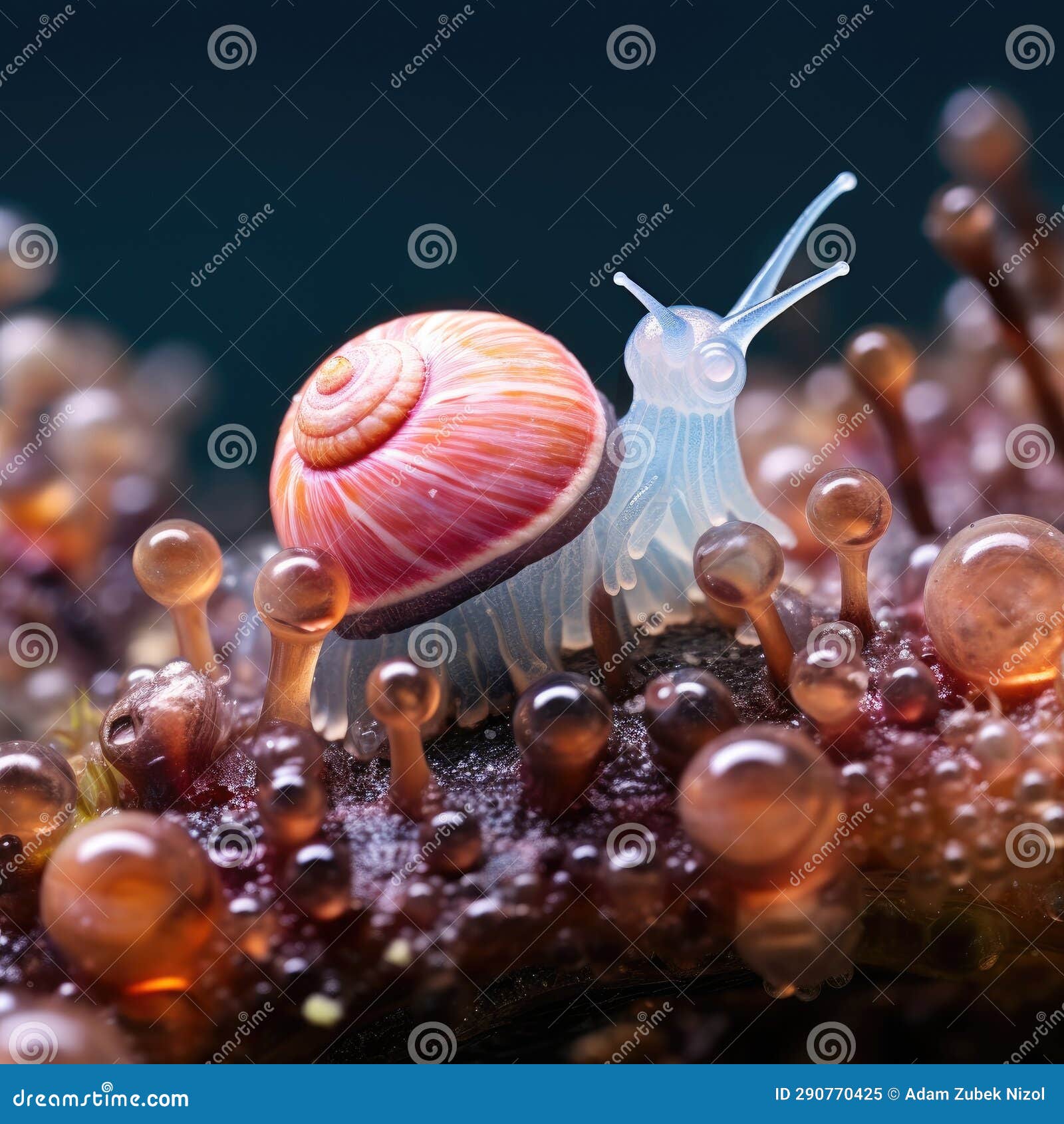 A snail on a plant stock illustration. Illustration of generated ...