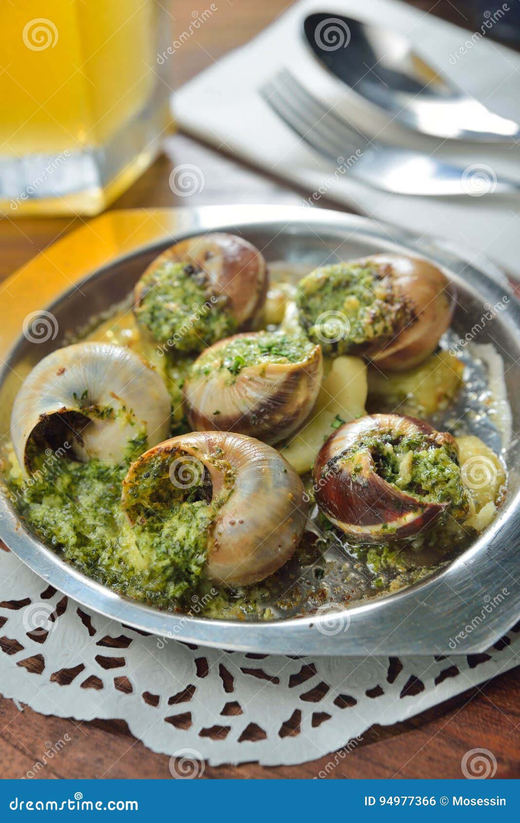 Snail platter stock photo. Image of potato, style, paste - 94977366