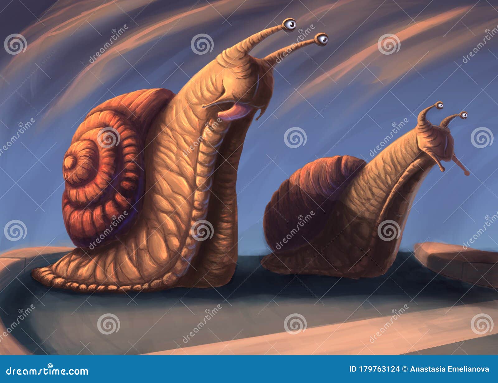 The Snail Race Digital Illustration Stock Illustration - Illustration ...