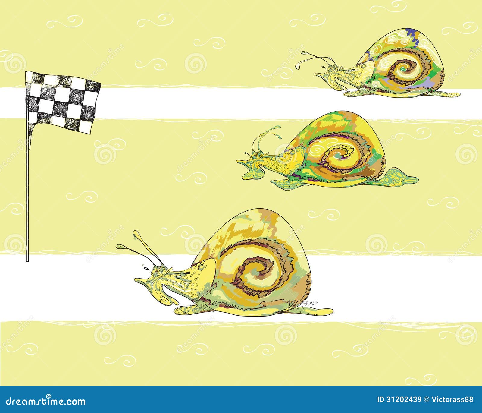 Snail racing stock vector. Illustration of racing, three - 31202439