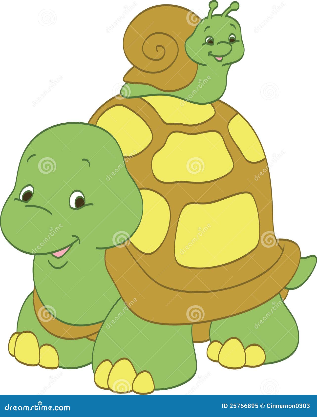 Snail Riding a Turtle stock vector. Illustration of shell - 25766895