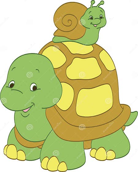 Snail Riding a Turtle stock vector. Illustration of shell - 25766895