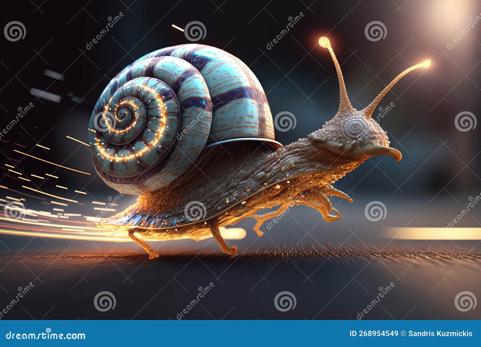 Snail Running at Lightspeed. Generative AI Stock Illustration ...