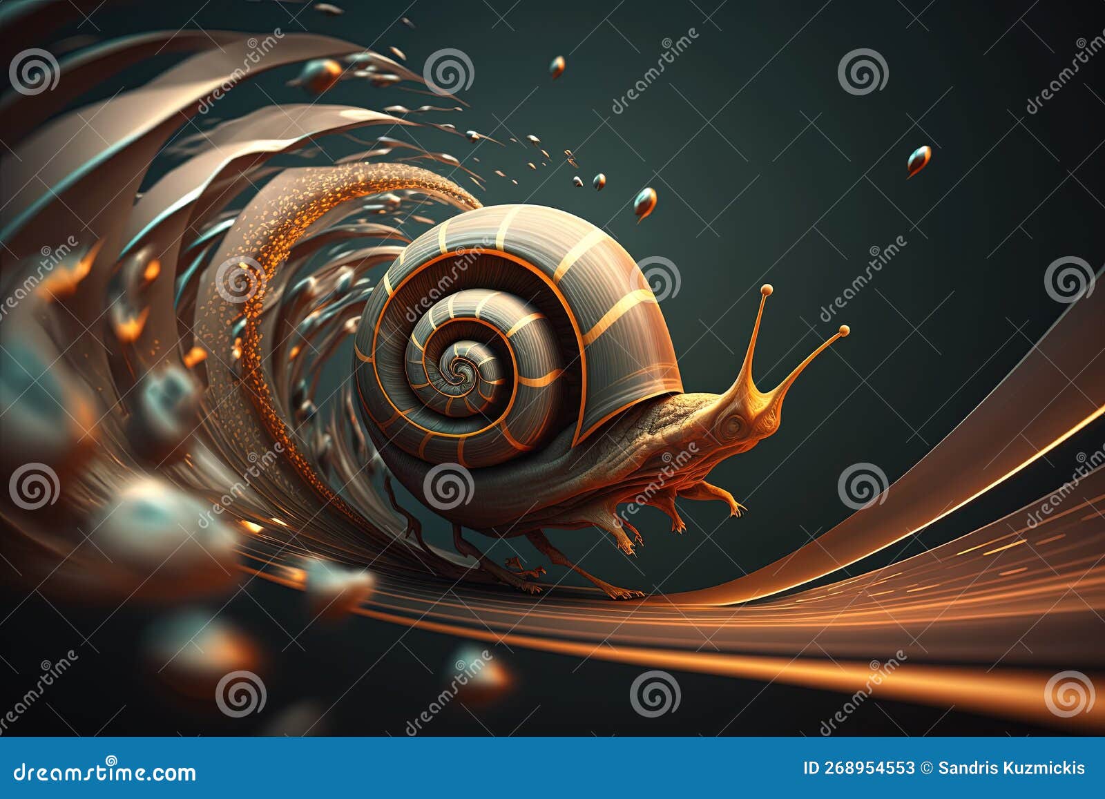 Snail Running at Lightspeed. Generative AI Stock Illustration ...